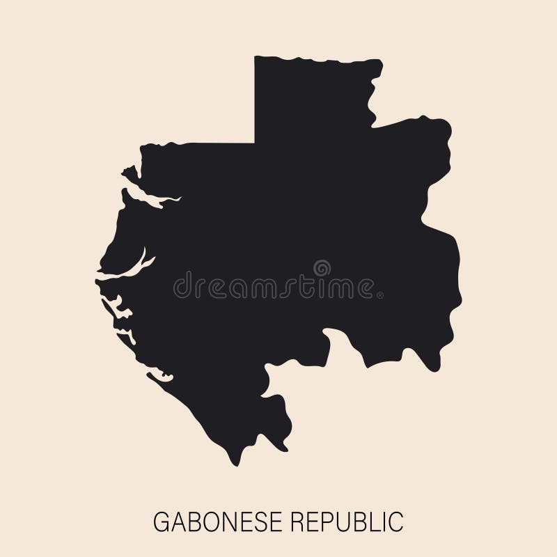 Map Pin with Detailed Map of Gabon and Neighboring Countries Stock ...