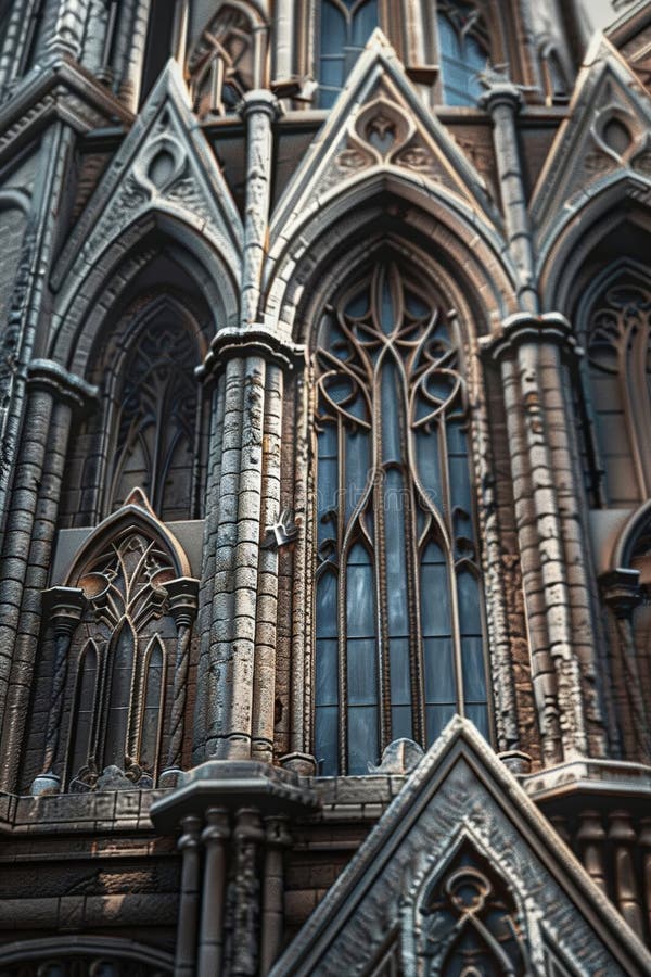 Highly Detailed Gothic Architecture3D Model Illustration Closeup Noblur ...
