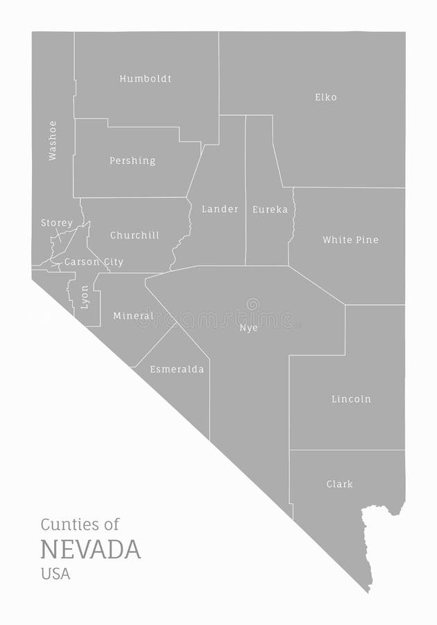 Highly Detailed Gray Map of Nevada, US State Stock Vector ...