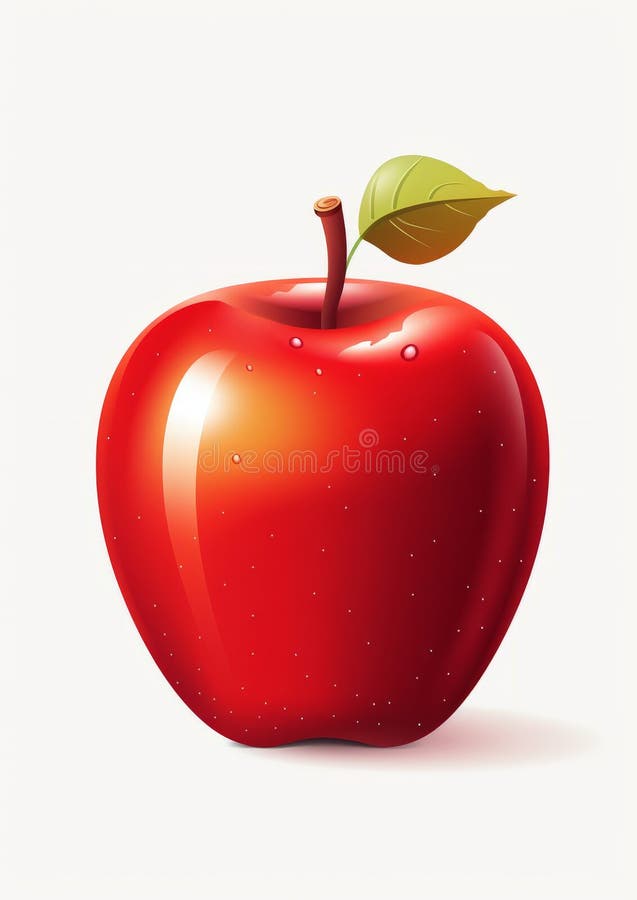 Highly Detailed Red Apple Icon with Leaf - Vector Illustration Stock ...