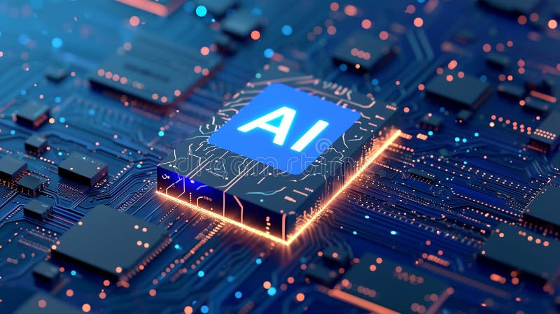 Artificial Intelligence Chip Stock Illustration - Illustration of ...