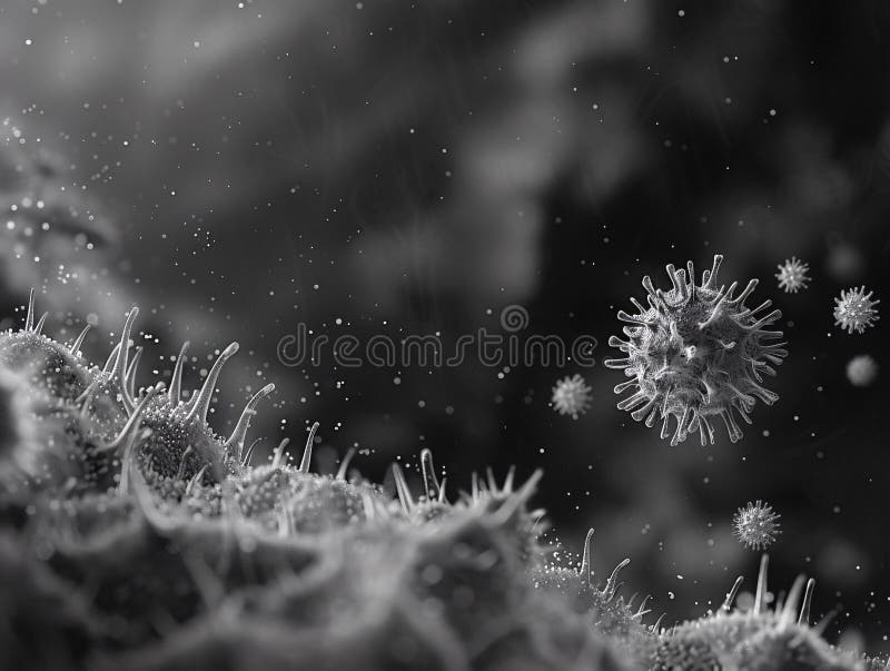 Electron Microscope Capture of an Virus Approaching Human Cell Stock ...