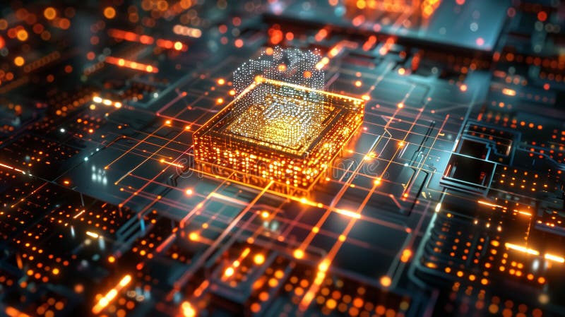 A Highly Detailed Image of a Futuristic Quantum Computer, with G Stock ...