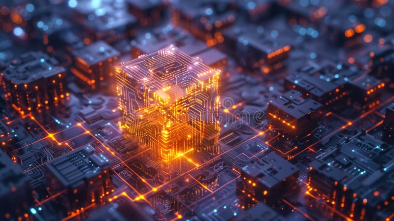 A Highly Detailed Image of a Futuristic Quantum Computer, with G Stock ...