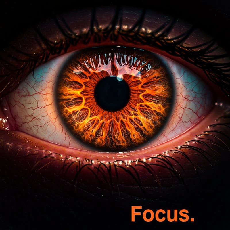 A Highly Detailed Image of a Human Eye with an Intense Orange and ...