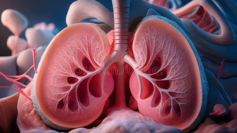 A Highly Detailed Image of Lung Tissue Cross-section with Visible ...
