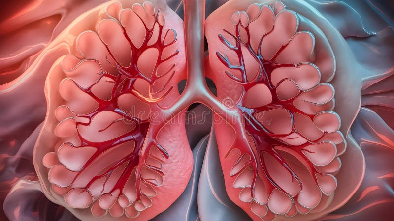 A Highly Detailed Image of Lung Tissue Cross-section with Visible ...