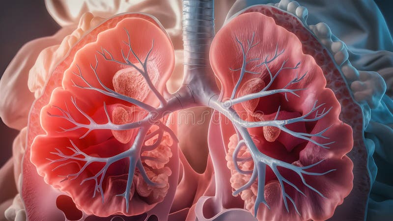 A Highly Detailed Image of Lung Tissue Cross-section with Visible ...