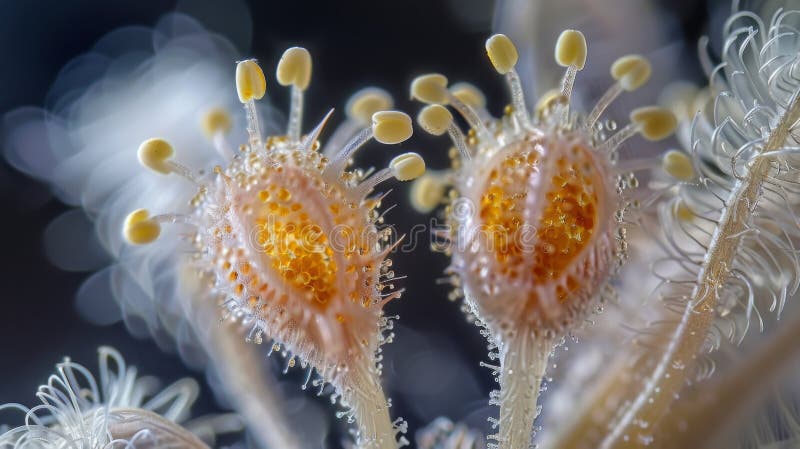 A Highly Detailed Image of Pollen Grains in the Process of Germination ...