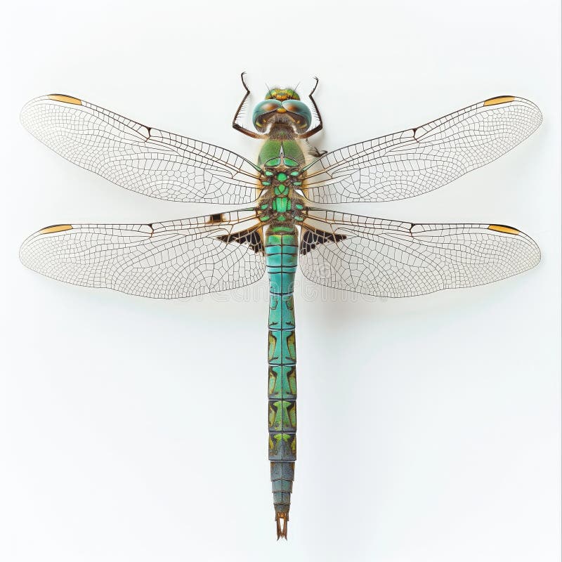 Close-up Detailed Dragonfly on White Background Stock Photo - Image of ...