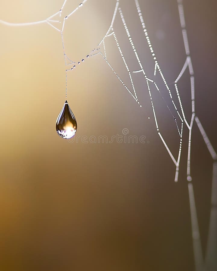A Highly Detailed Image of a Single Rain Droplet on a Spider Web, with ...