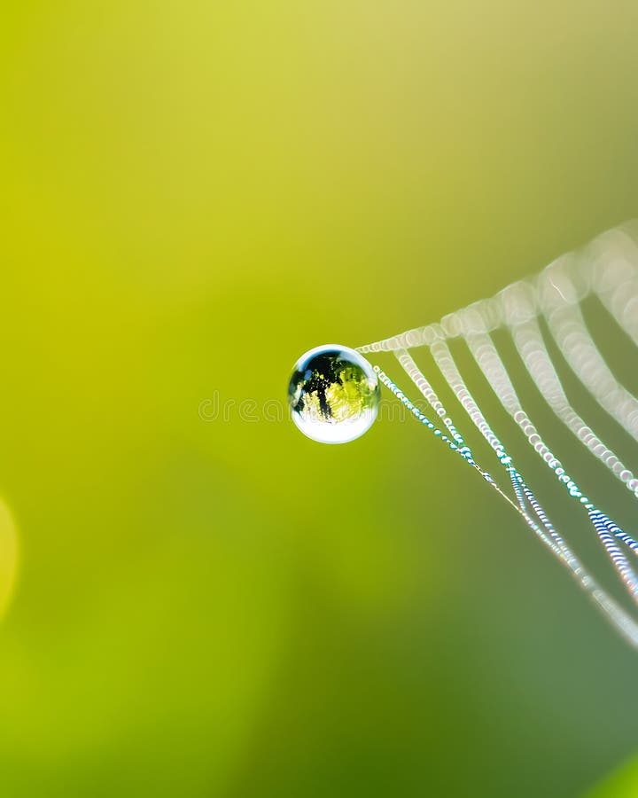 A Highly Detailed Image of a Single Rain Droplet on a Spider Web, with ...