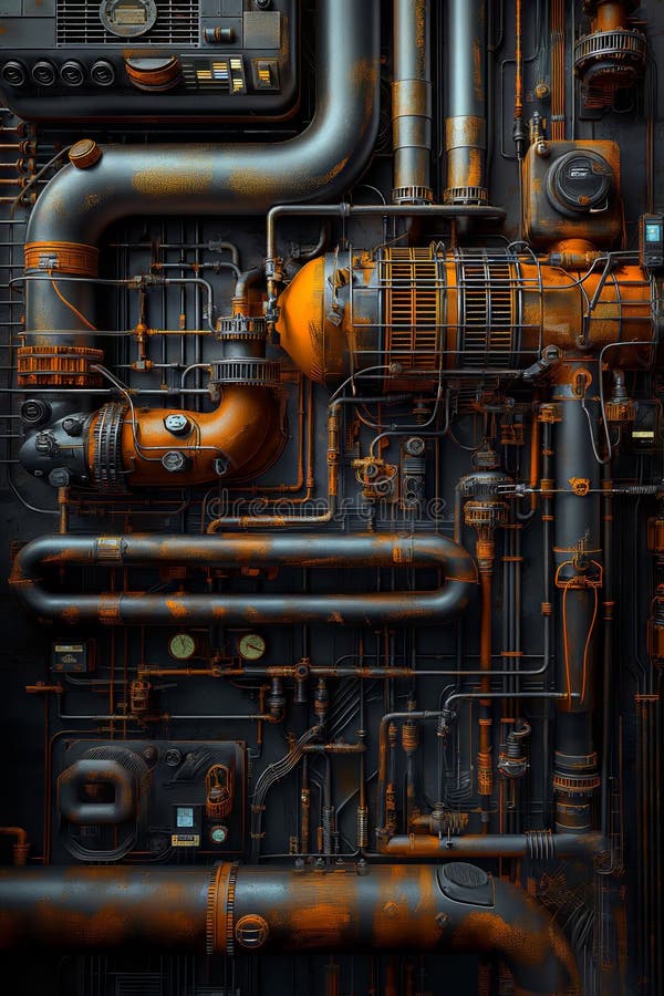 Highly Detailed Industrial Machine with Complex Pipe System Stock Image ...