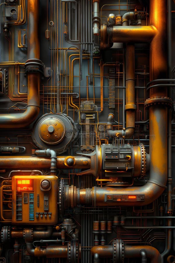 Highly Detailed Industrial Machine with Complex Pipe System Stock Image ...