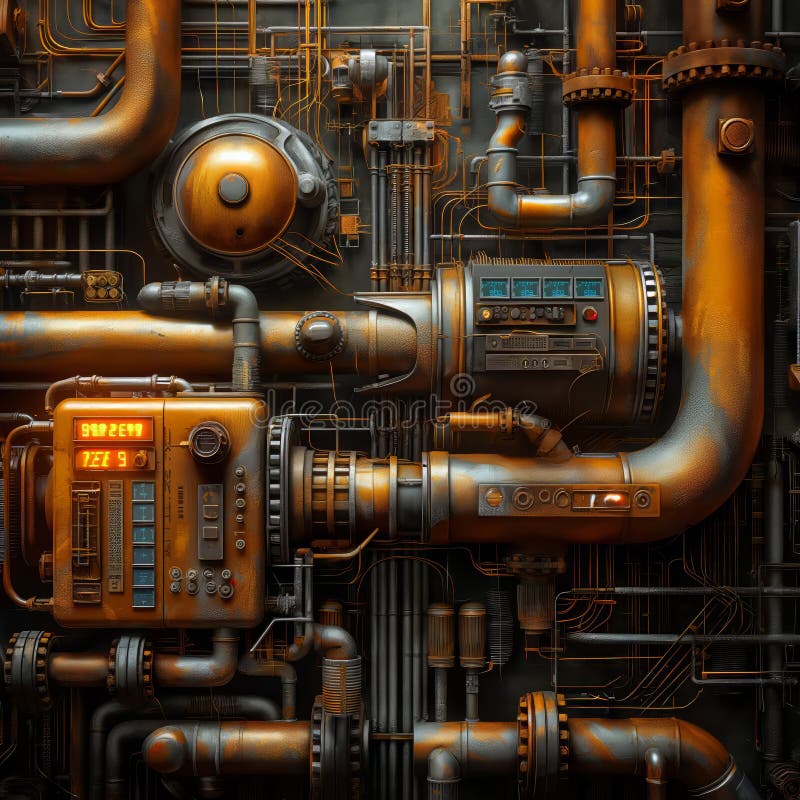Highly Detailed Industrial Machine with Complex Pipe System Stock Image ...