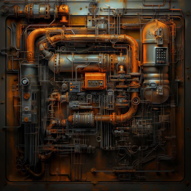 Highly Detailed Industrial Machine with Complex Pipe System Stock Image ...