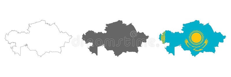 Highly Detailed Kazakhstan Map with Borders Isolated on Background ...