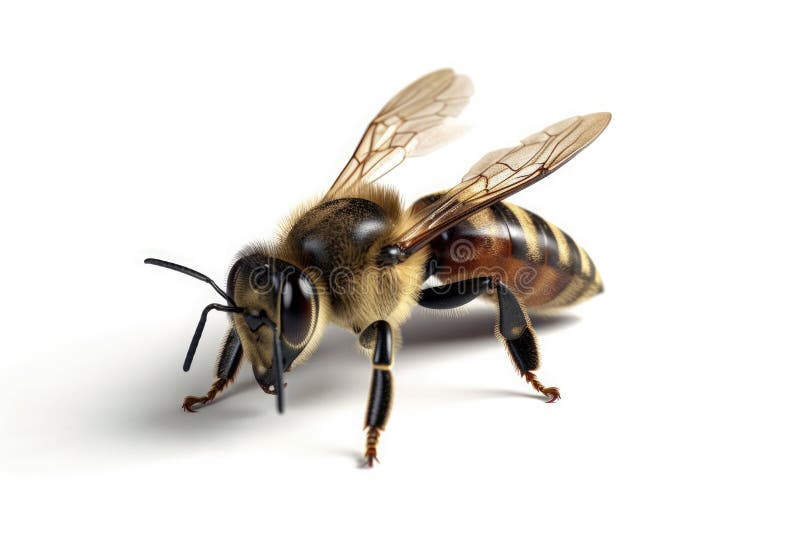Highly Detailed Macro Image of a Bee Isolated on White Background ...