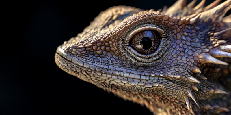 Ultra-close Macro Shot of a Frilled Lizard S Head Showcasing Detailed ...