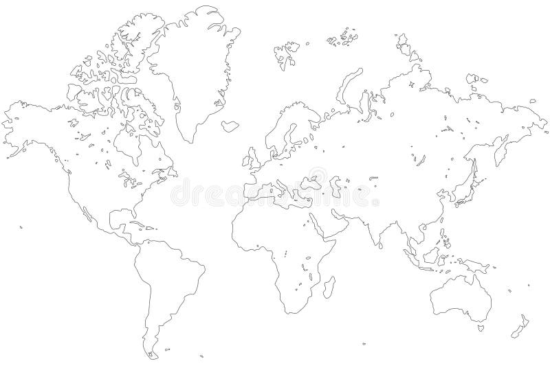 Highly Detailed Map of the World with Borders of All Countries. Stock ...
