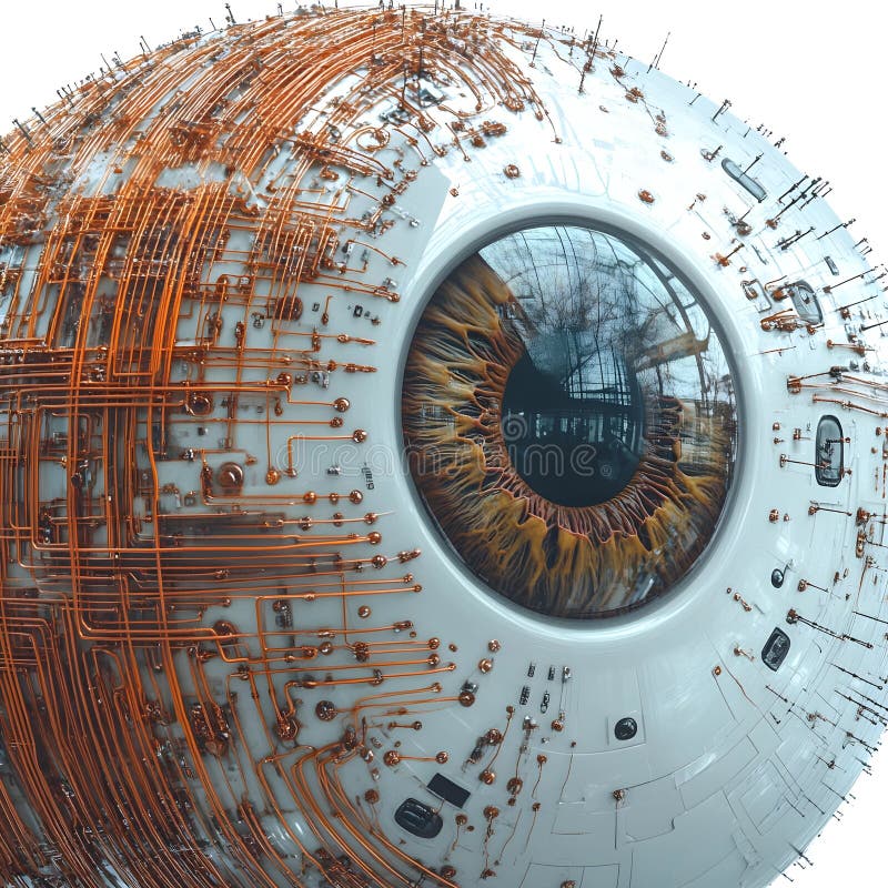 A Highly Detailed Mechanical Eye with a Realistic Iris, Surrounded by ...