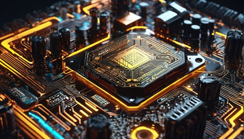 A Highly Detailed, Microscopic View of a Circuit Board Stock ...