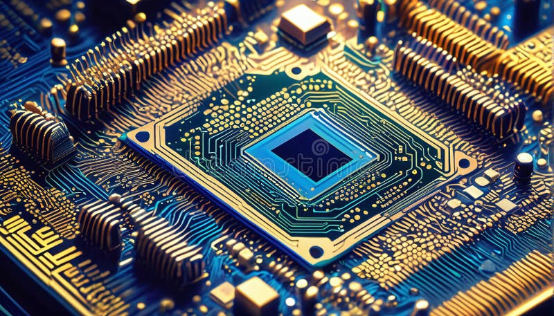 A Highly Detailed, Microscopic View of a Circuit Board Stock ...