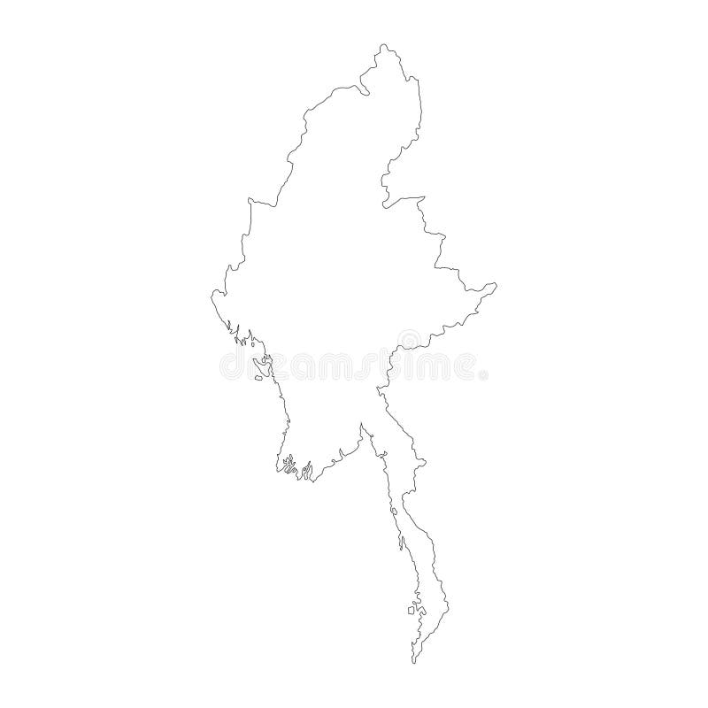 Highly Detailed Myanmar Map with Borders Isolated on Background Stock ...