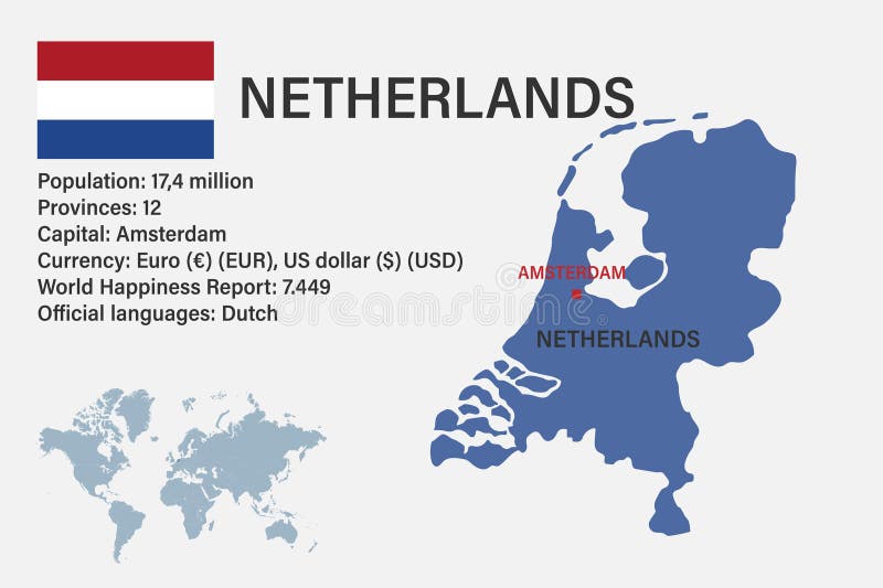 Netherlands On World Map Map Of The Current Netherlands Showing The