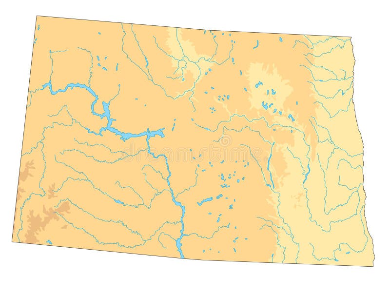Detailed North Dakota Physical Map. Stock Vector - Illustration of ...