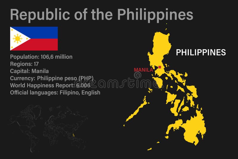 Map Pin with Detailed Map of Philippines and Neighboring Countries ...
