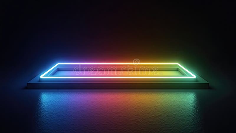 Highly Detailed Photo of Rainbow Square Neon Light Frame Stock ...