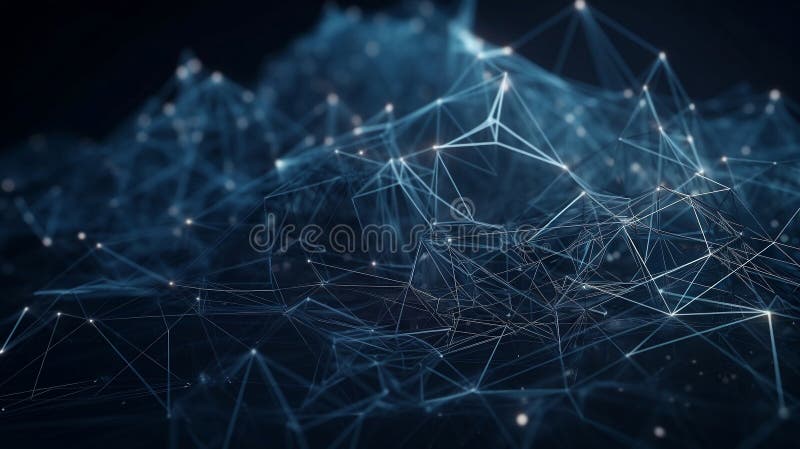 A Highly Detailed Plexus of Abstract Light Blue Geometrical with Dark ...