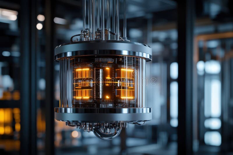 Quantum Computer Processing Unit Illuminated Modern Technology Lab ...