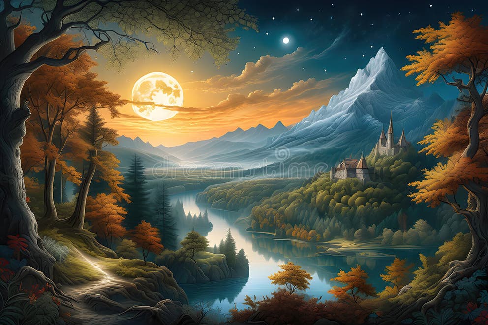 The Highly Detailed Detailed a Random Landscape Sky Trees Stock ...