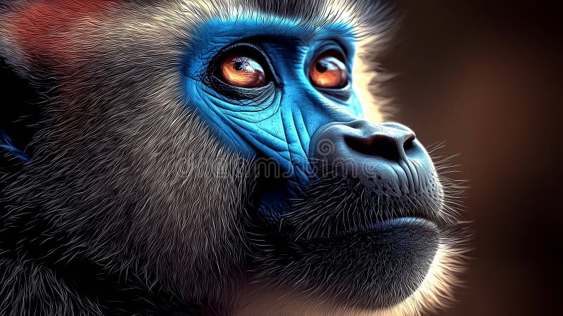 Expressive Monkey Close-up Portrait Stock Illustration - Illustration ...