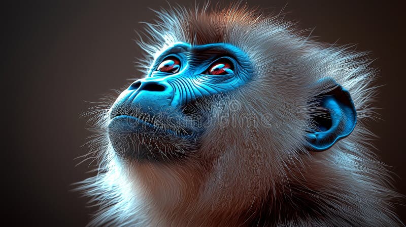 Expressive Monkey Close-up Portrait Stock Illustration - Illustration ...