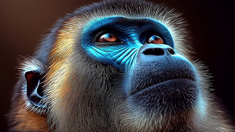 Expressive Monkey Close-up Portrait Stock Illustration - Illustration ...