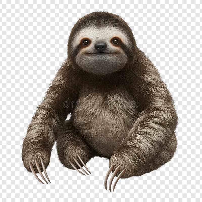 Realistic 3D Render of a Smiling Sloth on Transparent Background Stock ...