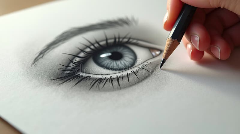 Artistic Sketch of a Realistic Human Eye in Progress with Pencil Stock ...