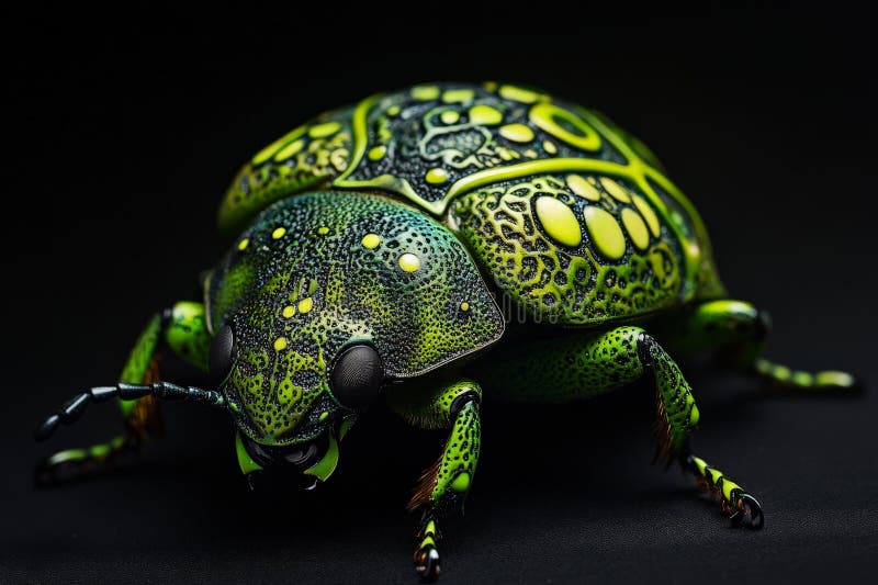 Vibrant Green Beetle Close-up Stock Illustration - Illustration of ...