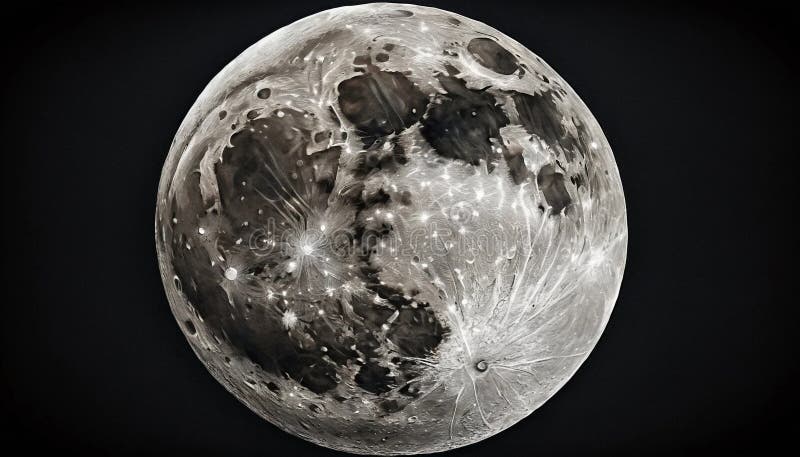 Moon Drawing Realistic Wallpaper Stock Illustration - Illustration of ...