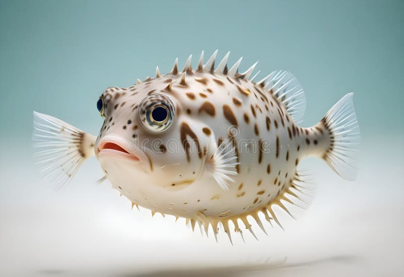 A Highly Detailed and Realistic Rendering of a Pufferfish Against a ...
