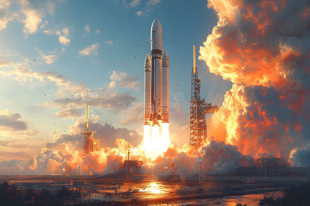 A Highly Detailed and Realistic Scene of a Rocket Launching from a ...