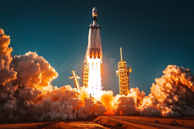 A Highly Detailed and Realistic Scene of a Rocket Launching from a ...