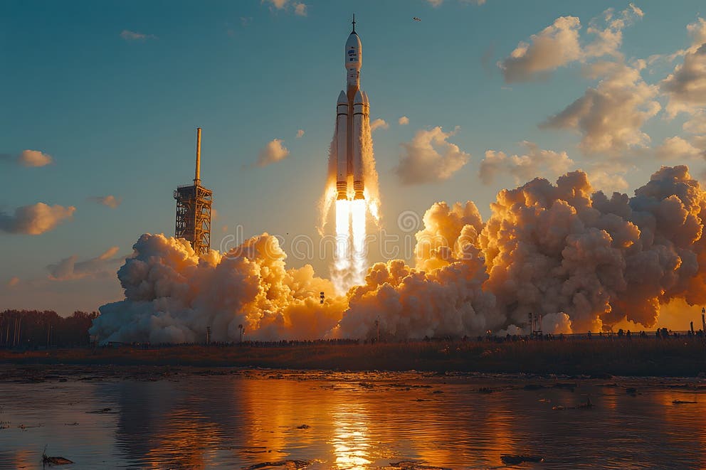 A Highly Detailed and Realistic Scene of a Rocket Launching from a ...