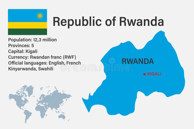 Highly Detailed Rwanda Map with Flag, Capital and Small Map of the ...