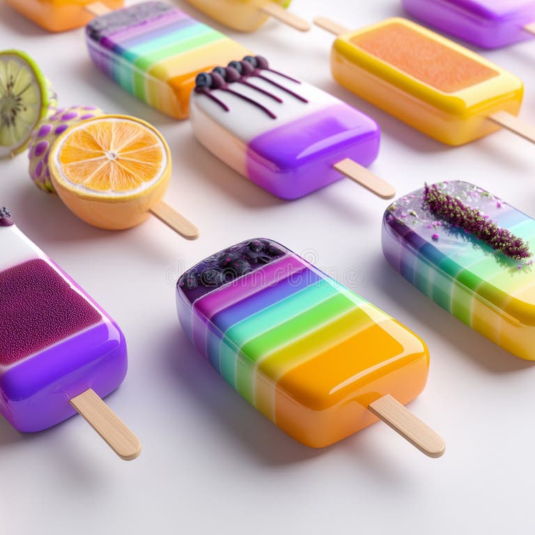 Hyper-realistic Seamless Pattern of Assorted Popsicles with Chocolate ...