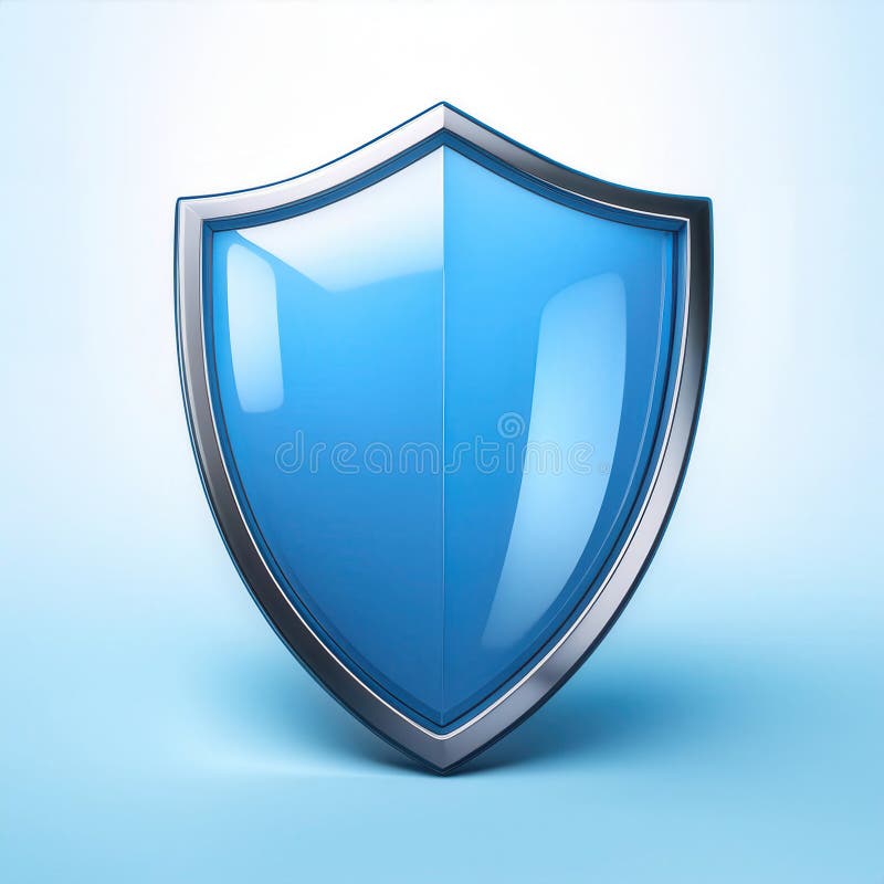 Glossy Blue Shield Icon with Modern Design and Smooth Edges Featuring ...