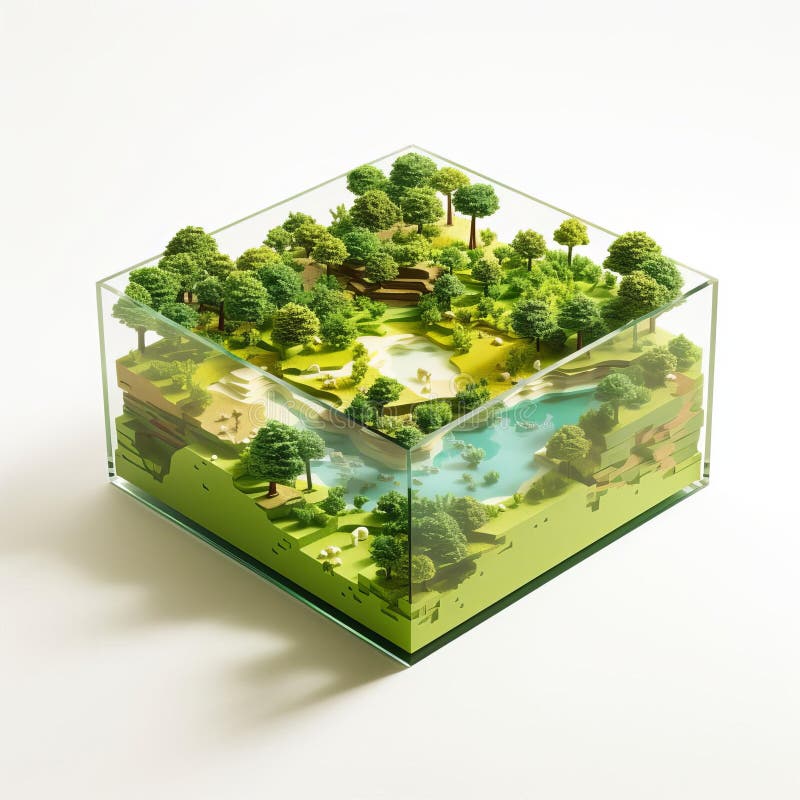 Highly Detailed Shiny Plastic Isometric Square Scenery Model Design ...